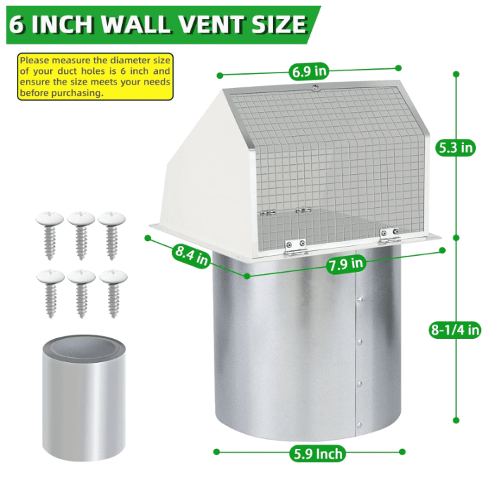 6 inch Wall Vent with Damper and Screen: Stop Drafts (DIY)